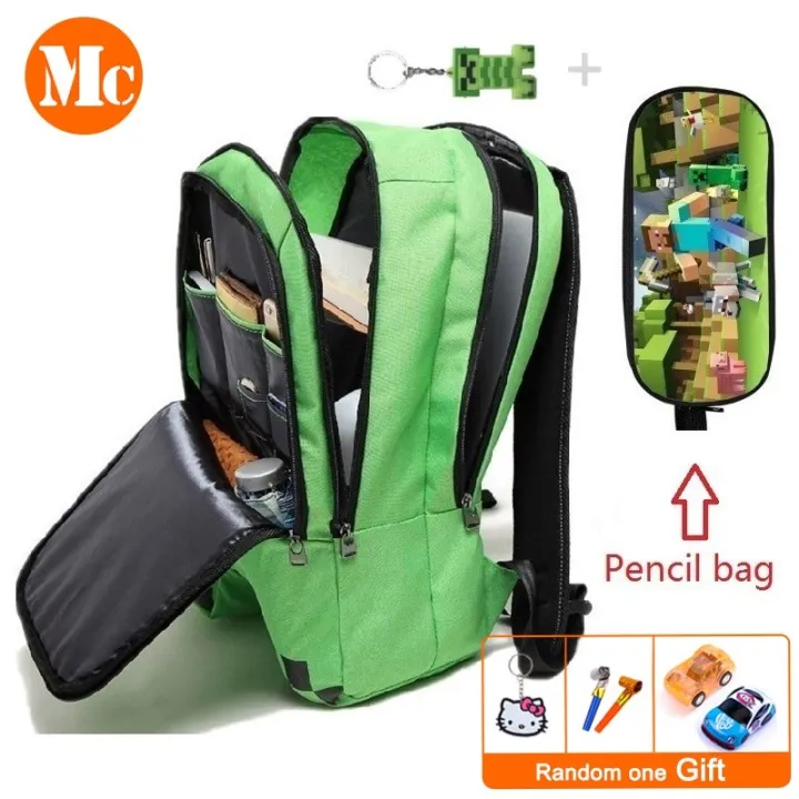 ☸ Backpack Minecraft cartoon boy girl school bag children bags Women ...