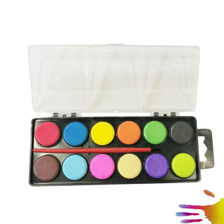 12 Colors Solid Watercolor Paint Pigment Portable Drawing Painting Set ...