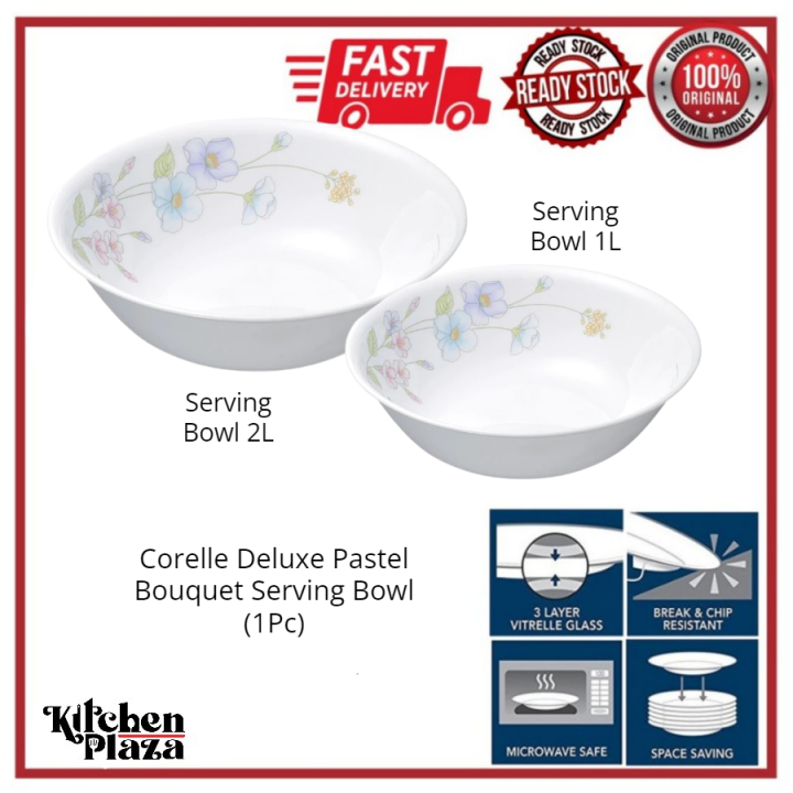 (Loose) CORELLE Deluxe Pastel Bouquet Serving Bowl (2 Size to choose ...