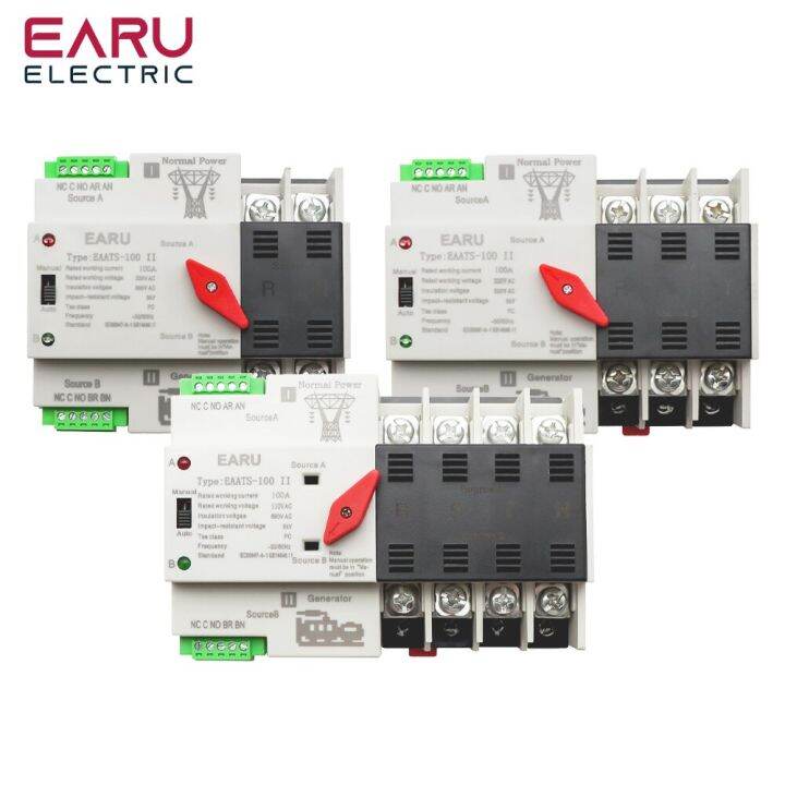 2/3/4P 100A 110V/220V Mini ATS Automatic Transfer Switch Electrical Selector Switches Dual Power ...