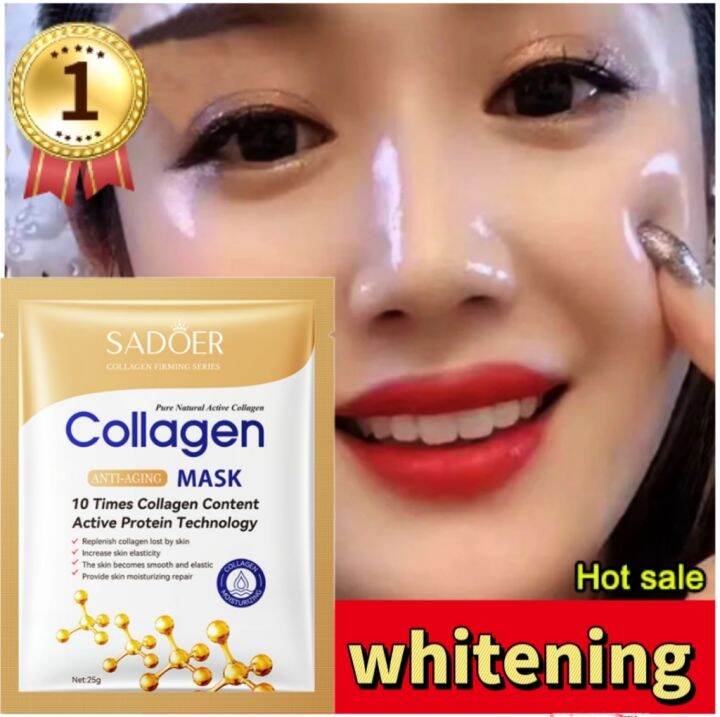 SADOER Collagen Face Mask Anti aging Firming Essence Mask Hyaluronic Acid Serum Mask Hydrating ...