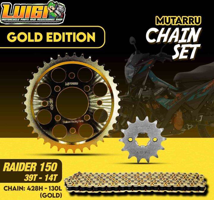 MUTARRU CHAIN SET HEAVY DUTY GOLD SERIES FOR SUZUKI RAIDER 150 CARB ...