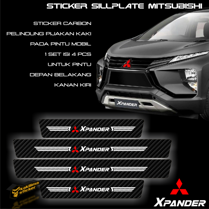 Sticker sill plate carbon pelindung pijakan kaki pintu mobil Mitsubishi ...