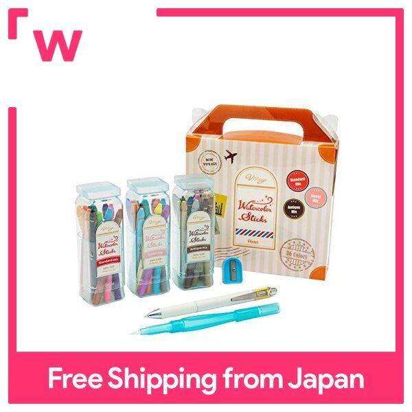 Pentel kuas cat air pensil warna All-Core 12 warna GSS1-12AN Mix antik ...