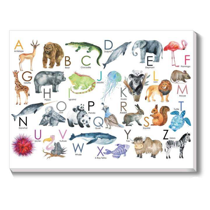 Kids Alphabet Letters with Pictures on Large Canvas Wall Art Preschool ...