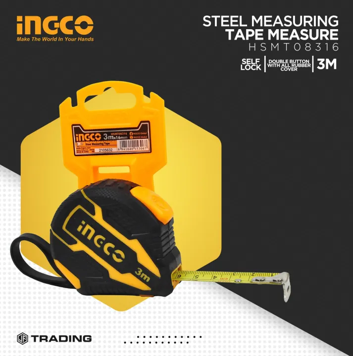INGCO Self Locking Steel Measuring Tape 3M 16mm HSMT08316 | Lazada PH