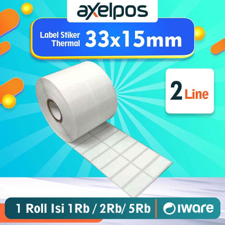 Label Thermal Stiker Barcode 33x15 2 Line Isi 1000 / 1500 / 2000/ 5000 ...