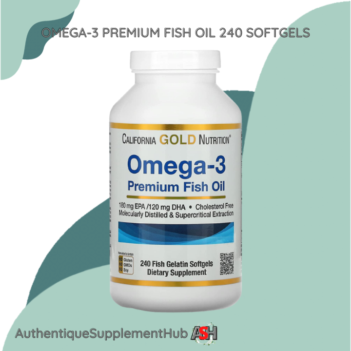 California Gold Nutrition, Omega-3 Fish Oil, 180 EPA / 120 DHA, 240 Fish Gelatin Softgels ...