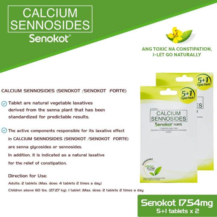 SENOKOT Calcium Sennosides 17.54mg 5 plus 1 set of 2 | Lazada PH