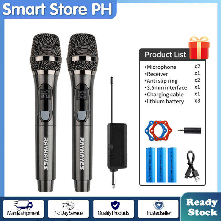 2023 NEW(Local stock) UHF wireless Micrphone na mikropono 5V charging, libreng rechargeable na ...