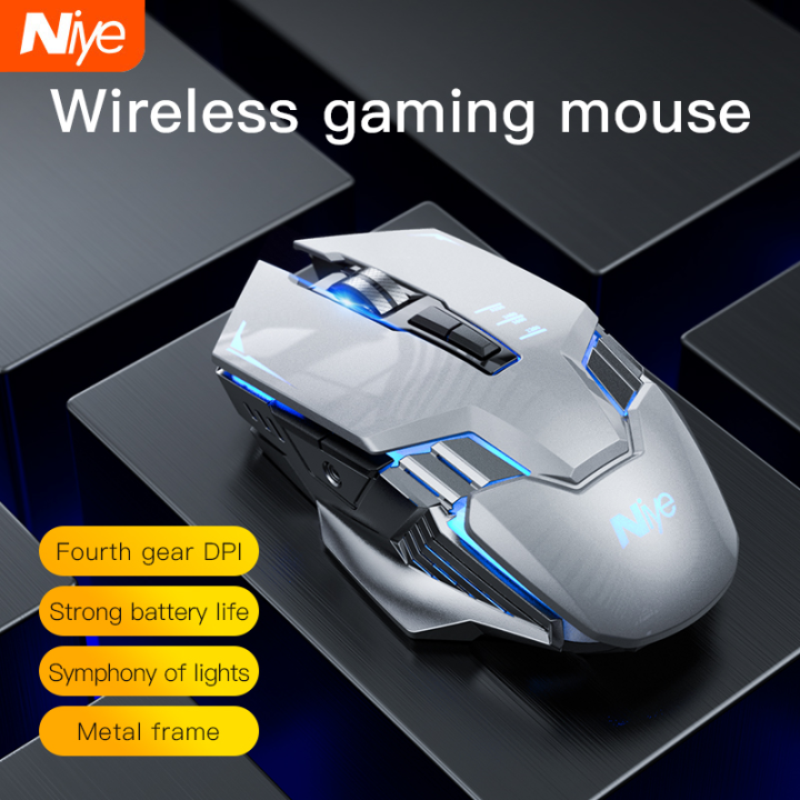 Niye Wireless Gaming Mouse Ergonomic Rechargeable Computer Gamer Mice ...
