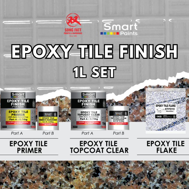 SMART Paint EPOXY FLAKES FLOOR (Colour 1L+1L+1KG Set) Clear Coat Primer ...