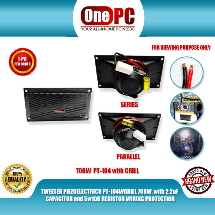 TWEETER PIEZOELECTRICO PT-104WGRILL 700W, with 2.2uF CAPACITOR and ...