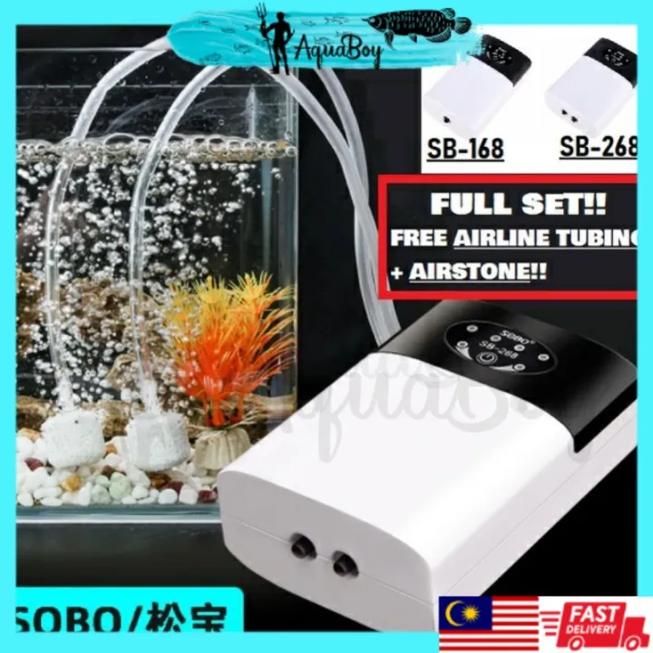 Sobo Aquarium AC/DC Air Pump Rechargeable Battery USB Portable sb-168 sb-268 ACDC Pam Angin Caj ...
