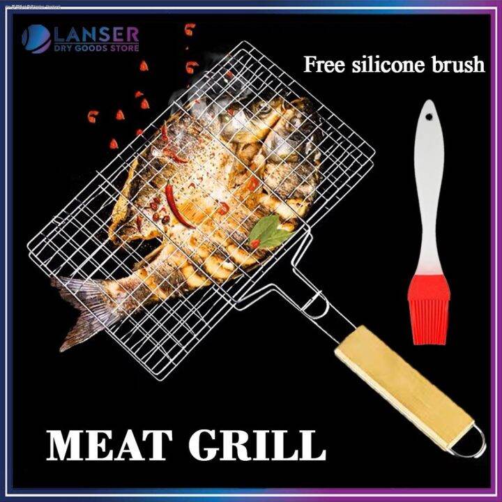 【LS】 MEAT AND FISH GRILL NET，Stainless steel barbecue clamp barbecue ...