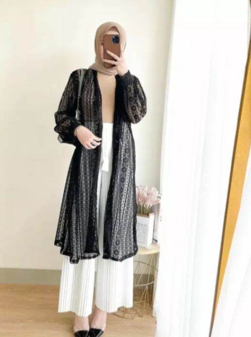 CARDIGAN BURKAT PANJANG OUTER WANITA MODEL TERBARU LONG OUTER CARDIGAN ...