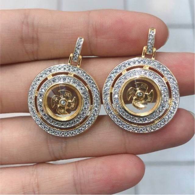 JIJD K412 จี้กังหันแชกงหมิว 2 ชั้น สีทองล้อมเพรช | Lazada.co.th