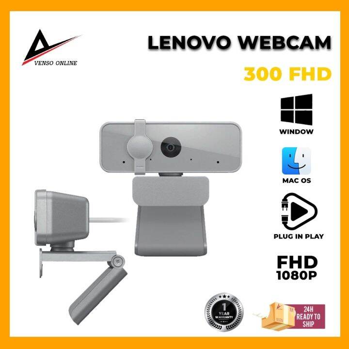 LENOVO 300 FHD Webcam 1080P 2 Megapixel CMOS Full Stereo Dual-Mics for ...