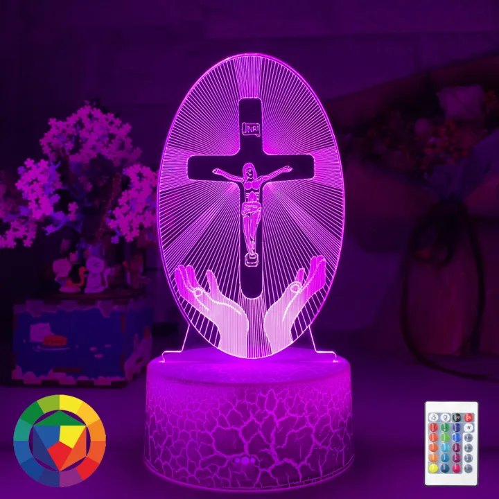 Home Taste Christianity LED Night Light Jesus Station of Religion Cross ...