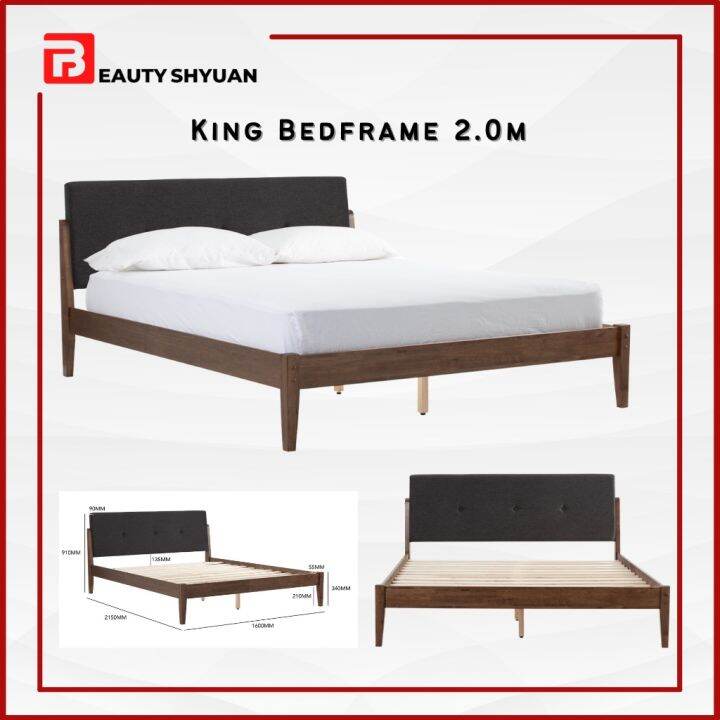 TUCKER 2M Solid Wood King Bed Frame King Bedframe Rangka Katil King ...