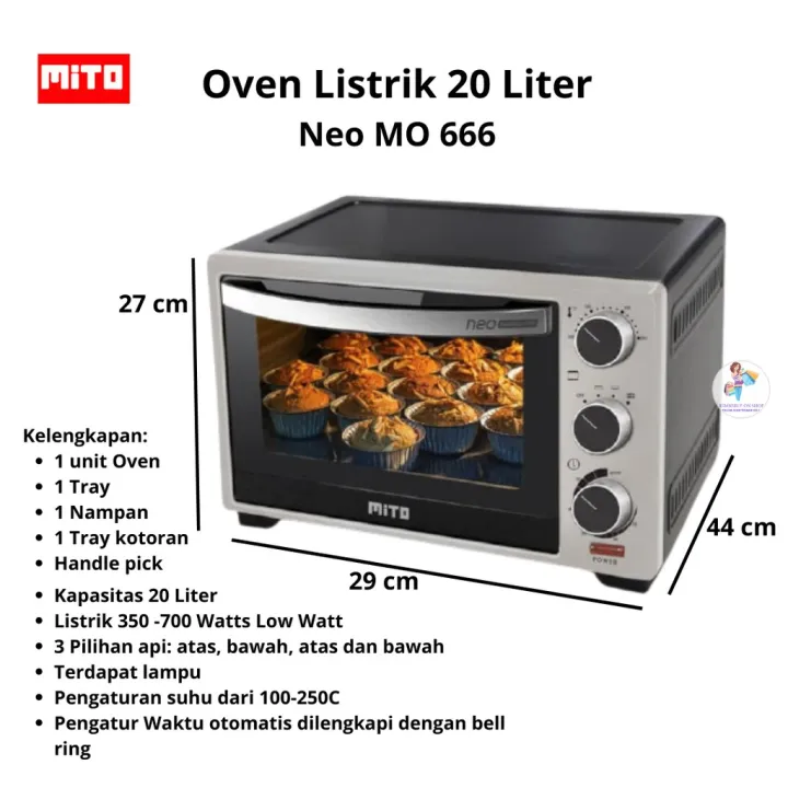 Oven Listrik Mito MO-666 - Neo Elektrik Oven 20L low watt | Lazada ...