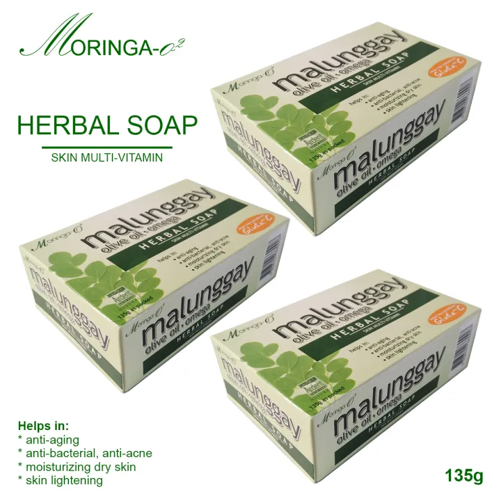 Malunggay Bar Soap 135g x 3Pc., Olive Oil - Omega Herbal Soap, Skin ...