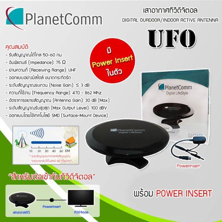 +โปรโมชั่นแรง+ เสาอากาศทีวีดิจิตอล PlanetComm รุ่น UFO + Power Insert (สีดำ) ราคาถูก เสา เสา ...