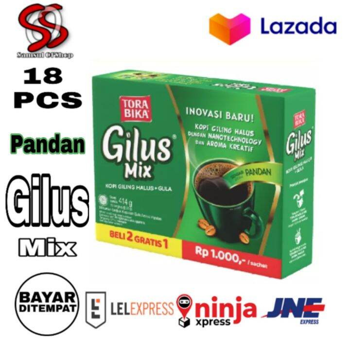 Kopi Gilus Mix Rasa Pandan Torabika Isi (18) Pcs Box / Gilus Mix Pandan ...