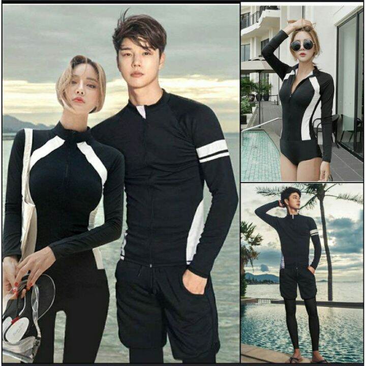 พร้อมส่ง ชุดว่ายน้ำกัน UV เซ็ตคู่ ( M-3XL) | Lazada.co.th