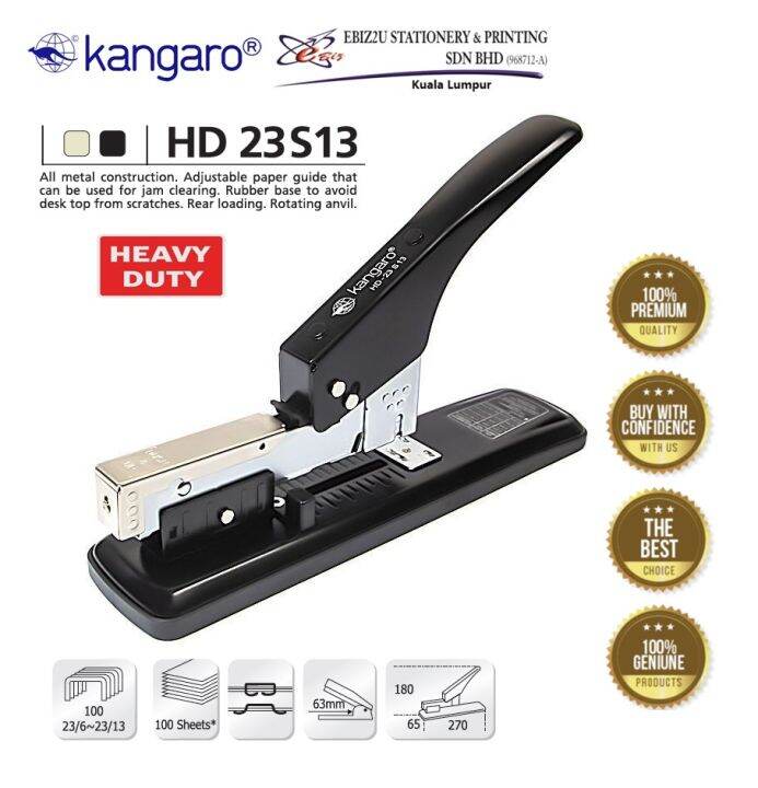 KANGARO HD-23S13 HEAVY DUTY STAPLER - 100 Sheets alat pengokot, kawat, stapler paper, Heavy Duty ...