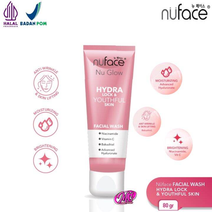 Nuface Nu Glow Hydra Lock & Youthful Facial Wash Gel 80 (Pembersih Muka ...