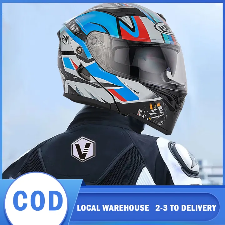 Motorcycle Helmet With icc Full Face Helmet Cool Double Lens Helmet For ...