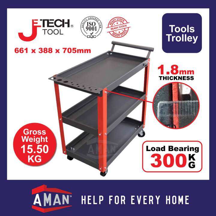 JETECH 3 Layer Metal Tool Trolley Cabinet With Lockable Wheel Tool ...