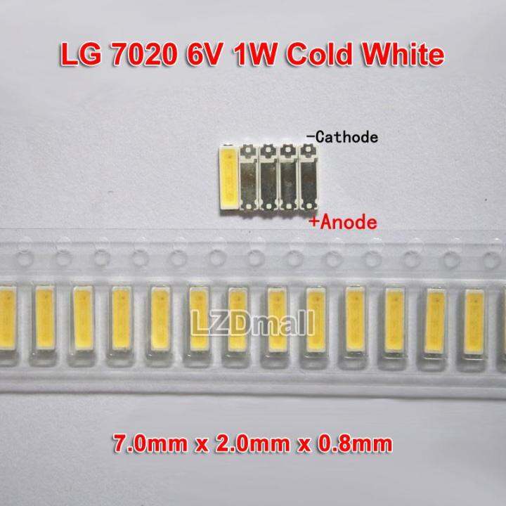 100 ชิ้น SMD LED 7020 6 โวลต์ 1 วัตต์เย็นสีขาวสำหรับ LED LCD Backlight ...