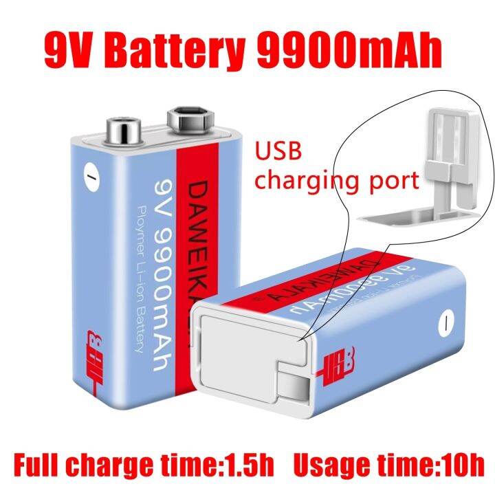 rangxianlu0pn New 9V Battery li ion Rechargeable battery Micro USB ...