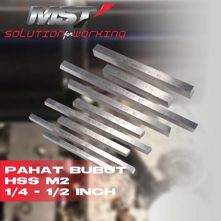 MST Pahat Bubut HSS M2 Lebar 1/4-1/2" Panjang 4-8 inch Square Tool Bit | Lazada Indonesia