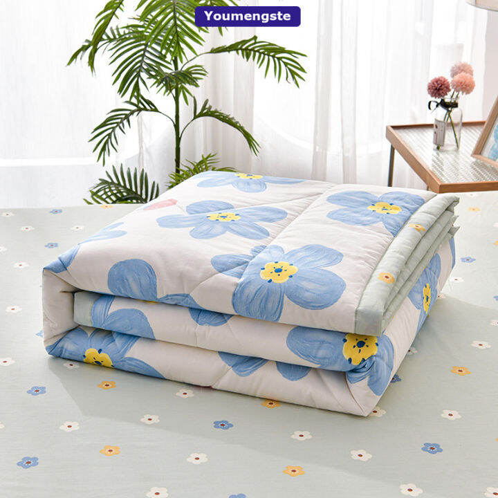 Cool Summer Thin Quilt Air-Conditioning Quilt Washed Cotton Breathable Soft Blanket Single Queen ...