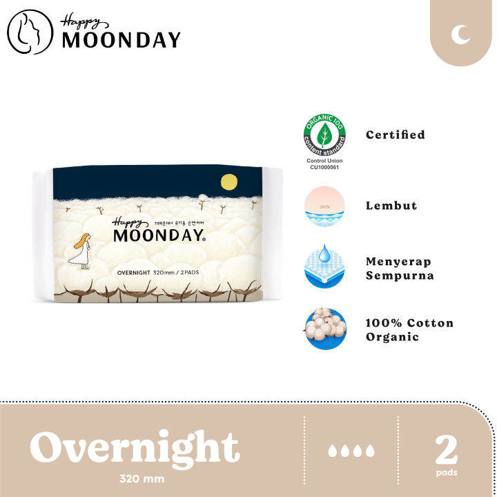 HAPPY MOONDAY - Pembalut Organik Overnight | Lazada Indonesia