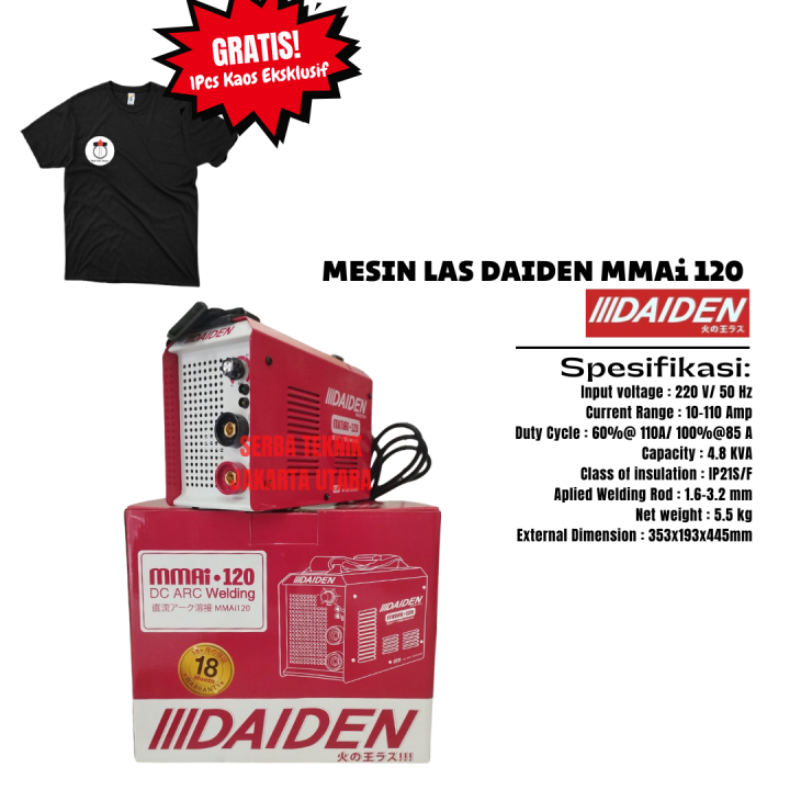 Mesin Las Listrik MMA 120 DAIDEN Trafo las Inverter MMAi 120 900Watt | Lazada Indonesia
