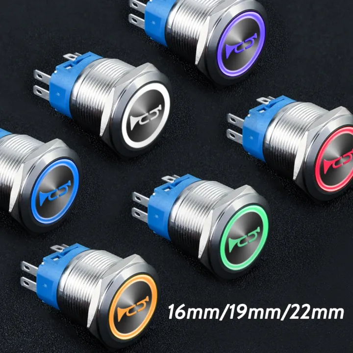 16mm 19mm 22mm Horn Symbol Momentary Push Button Switch LED Illuminated ...