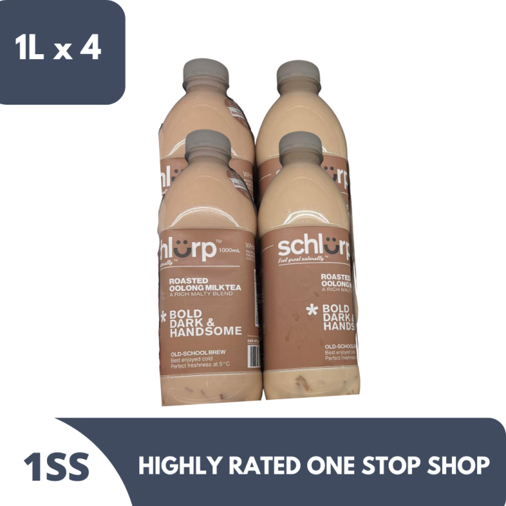 Schlurp Roasted Oolong Milk Tea Bold, Dark & Handsome 1L x 4 | Lazada PH