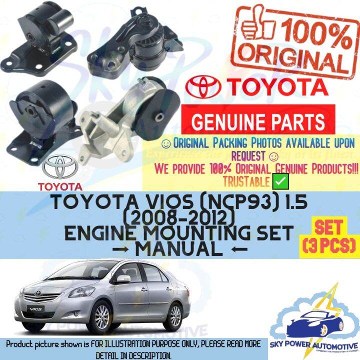TOYOTA VIOS (NCP93) 1.5 (MANUAL) (2008-2012) 100% ORIGINAL TOYOTA GENUINE PARTS ENGINE MOUNTING ...