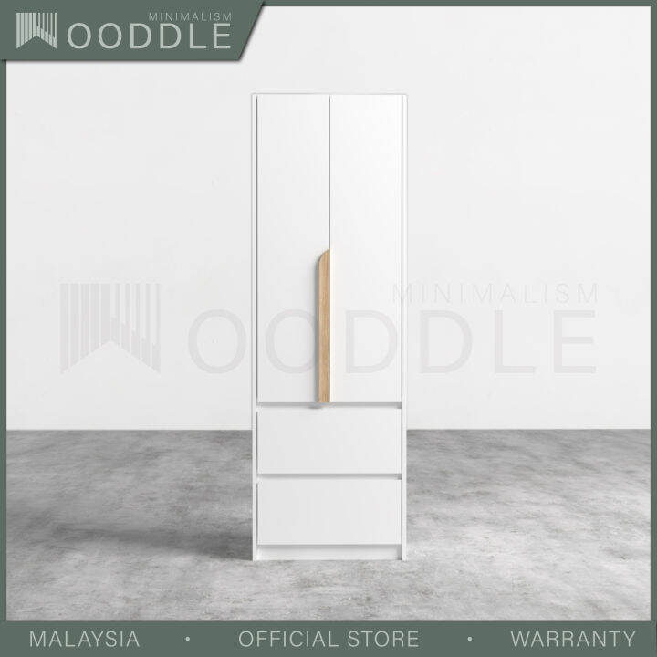Wooddle Simona Series 2FT 2 Door Wardrobe with Drawer White / Grey ...