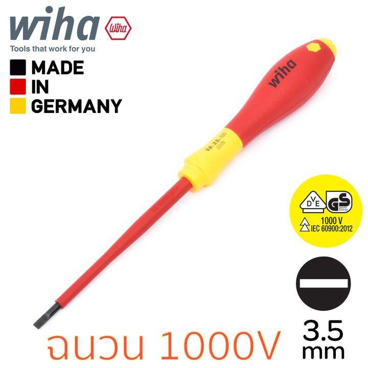 Wiha SoftFinish ไขควงฉนวนไฟฟ้า 1000V ปากแบน ขนาด 3.5มม. ก้านยาว 100มม. ...