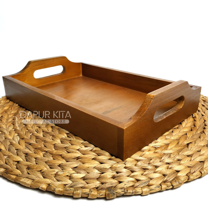 Nampan Kayu / Tray Kayu / Baki Bahan Kayu Pinus WALNUT Untuk Hantaran ...
