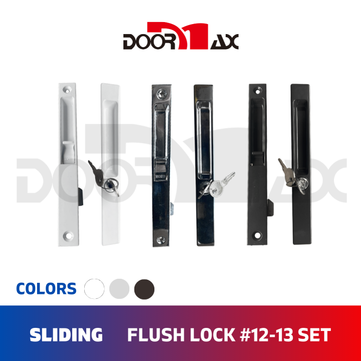 DOORMAX Flush Lock #12-13 Set with Key (White/Chrome/Brown) | Lazada PH