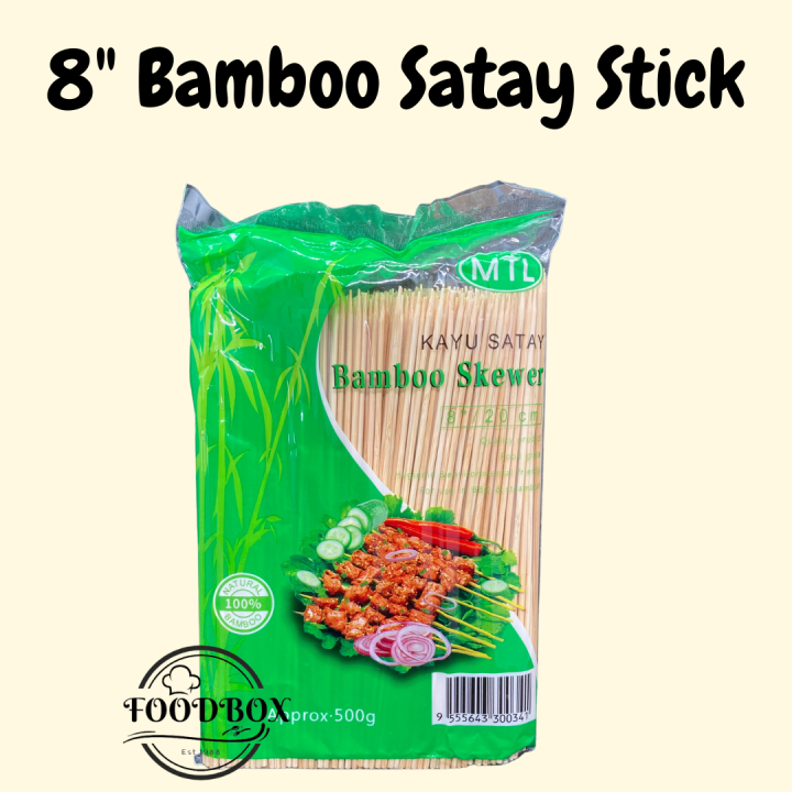 FOODBOX - 20cm Bamboo Skewer [ 500gm± ] Lidi Sate / Satey / Satay Stick ...