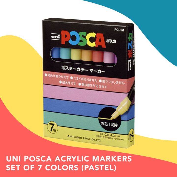 SALE Uni Posca Pastel Acrylic Markers (Set of 7 - PC3M and PC5M ...