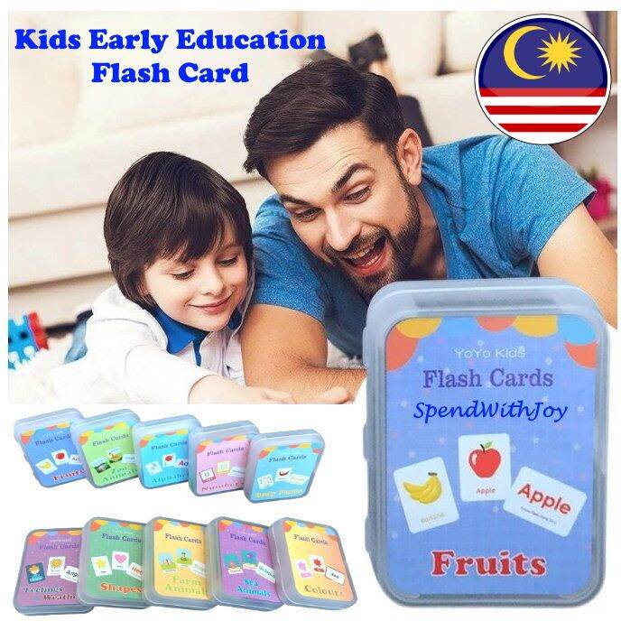 【SpendWithJoy】Early Learning Flash Card Kad Animal Shape Colour Body Number Alphabet Fruit ...