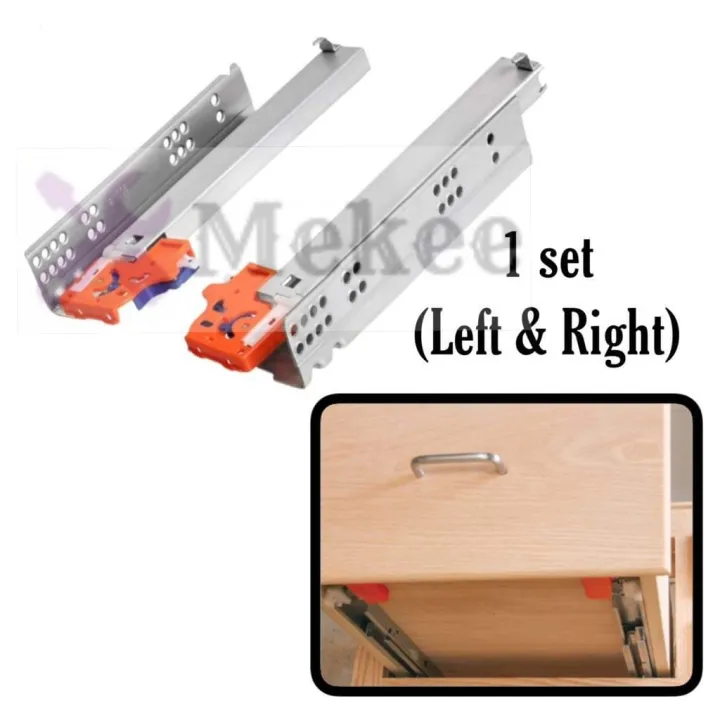 Soft close heavy duty undermount full extension drawer slide rail ...